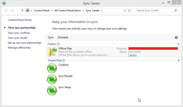 Windows Sync Center – errors – Geoff @ UVM