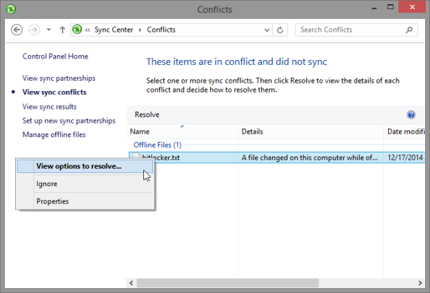 Sync conflict resolution – Geoff @ UVM